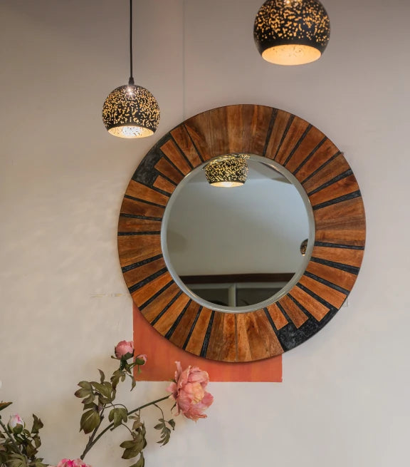 Wood Wheel Mirror